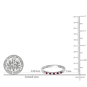 Dazzlingrock Collection 10k Ruby And White Diamond Women Anniversary Wedding Matching Band Stackable Ring, White Gold, Size 6