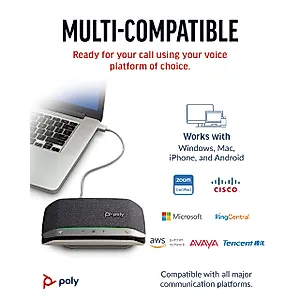 Poly Sync 20 USB-A Personal Portable Smart Speakerphone (Plantronics) - Connect to Mobile via Bluetooth, PC/Mac via Included USB-A Cable - Noise/Echo Reduction - Works w/Teams, Zoom - Amazon Exclusive
