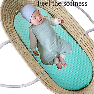 Minky Bassinet Sheet Set 2 Pack Stretch Fitted Cradle Sheets,Ultra Soft Thick Universal Fit Oval Rectangle Hourglass Pad/Mattress, for Baby Girls and Boys Grey Green