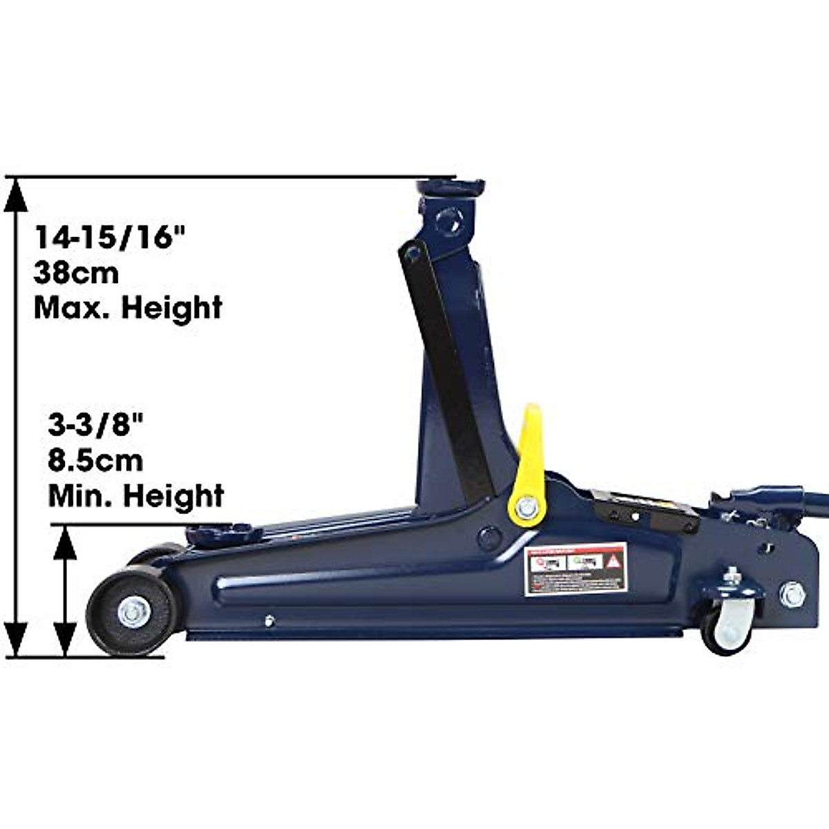 TCE TCET825051 Torin Hydraulic Low Profile Trolley Service/Floor Jack with Single Piston Quick Lift Pump, 2.5 Ton (5,000 lb) Capacity, Blue