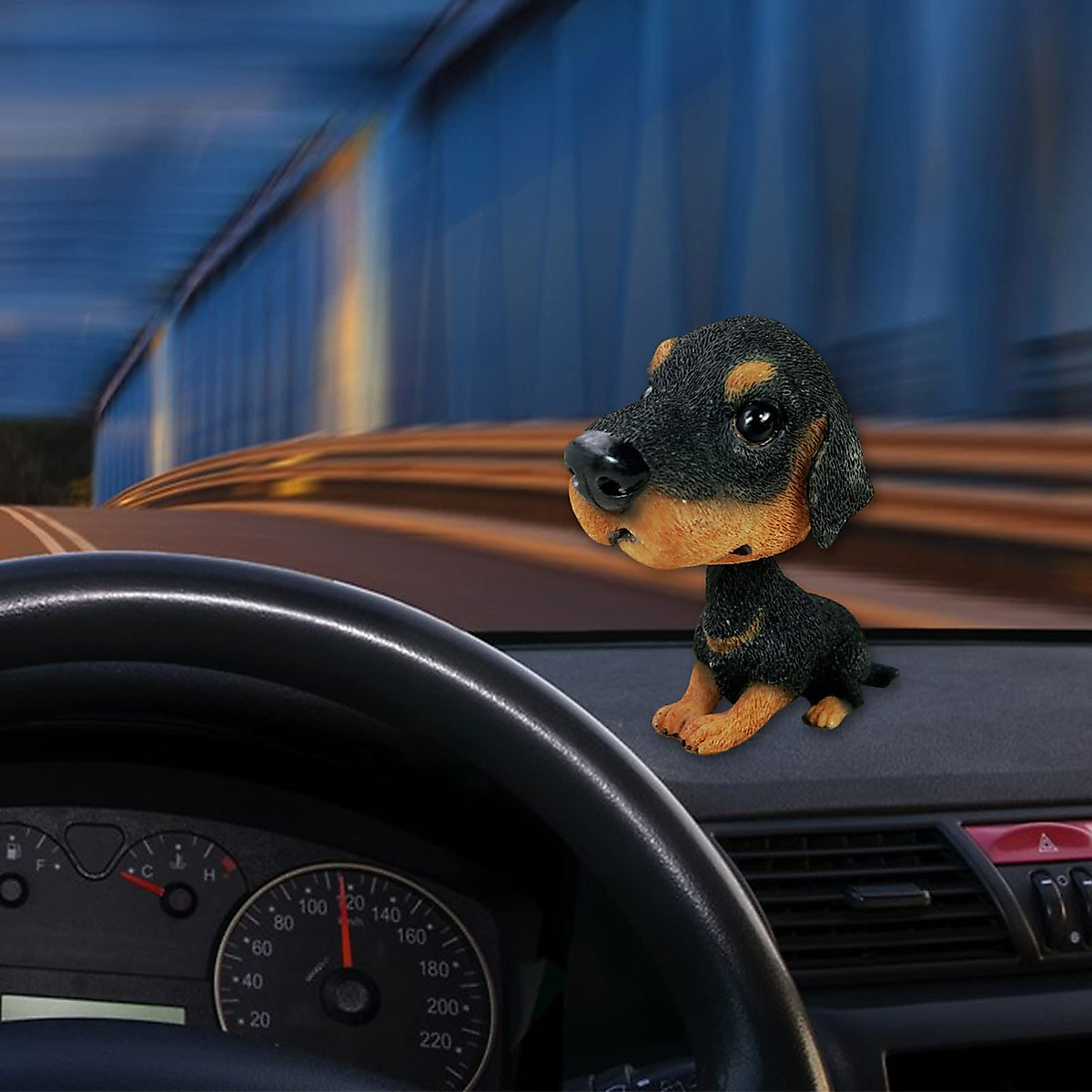 Bobbleheads for Car Dashboard, Cute Resin Bobble Head Dogs Car Dashboard Decorations, Dog Ornaments Puppy Shaking Head Toys Gifts for Car Vehicle Desk Tabletop Office Decor (Black and Tan Coonhound)