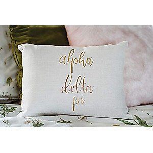 Sorority Shop Alpha Delta Pi Pillow – Gold Script Design, 12" x 16" Lumbar Pillow Sorority