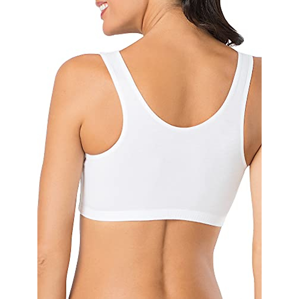 Fruit of the Loom Women's Built Up Tank Style Sports Bra, Black/WHT/WHT/Heather Grey, 34