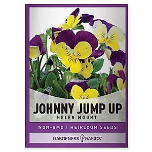 Violet, Johnny Jump Up Flower Seeds for Planting - Flower Seed Packet Annual Flower Open Pollinated, Non-GMO Variety- 1 Gram Seeds Great for Summer Seeds for Flower Gardens by Gardeners Basics