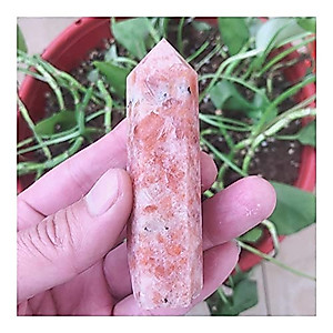 AZOOB Crystal Natural Crystals Quartz Golden Sunstone Tower Point Reiki Room Home Office Aquarium Decoration Accessories Gemstone Crystal YUANNYIN (Color : 2pcs, Size : 100-110g)