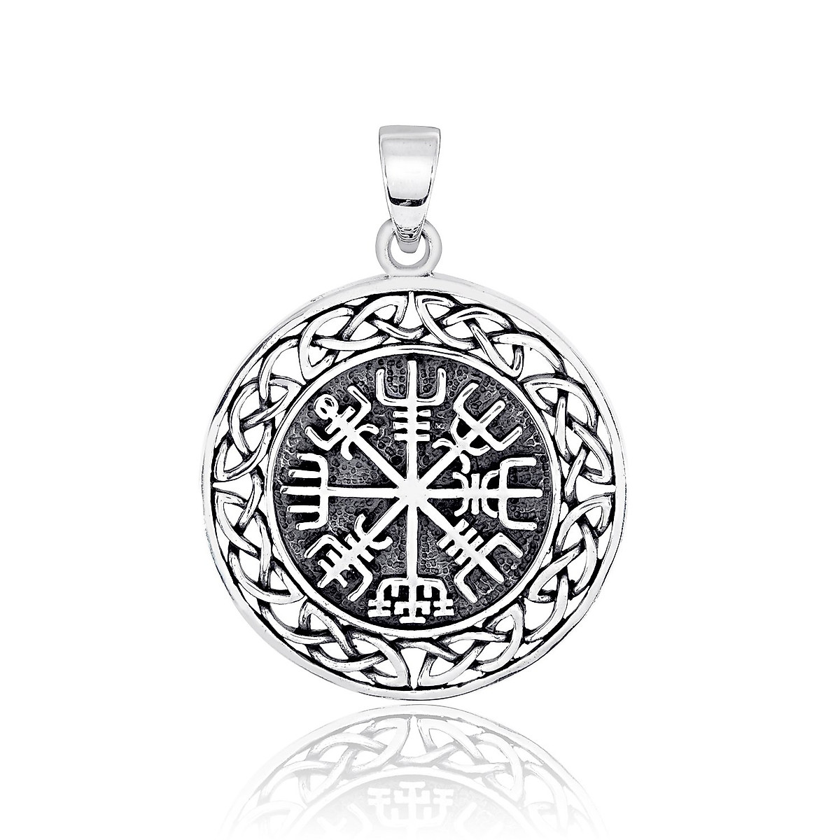 WithLoveSilver Solid 925 Sterling Silver Vegvisir Talisman Celtic Viking Protection Pendant