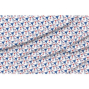 Spoonflower Fabric - Martial Arts Karate Red White Blue Printed on Petal Signature Cotton Fabric by The Yard - Sewing Quilting Apparel Crafts Decor