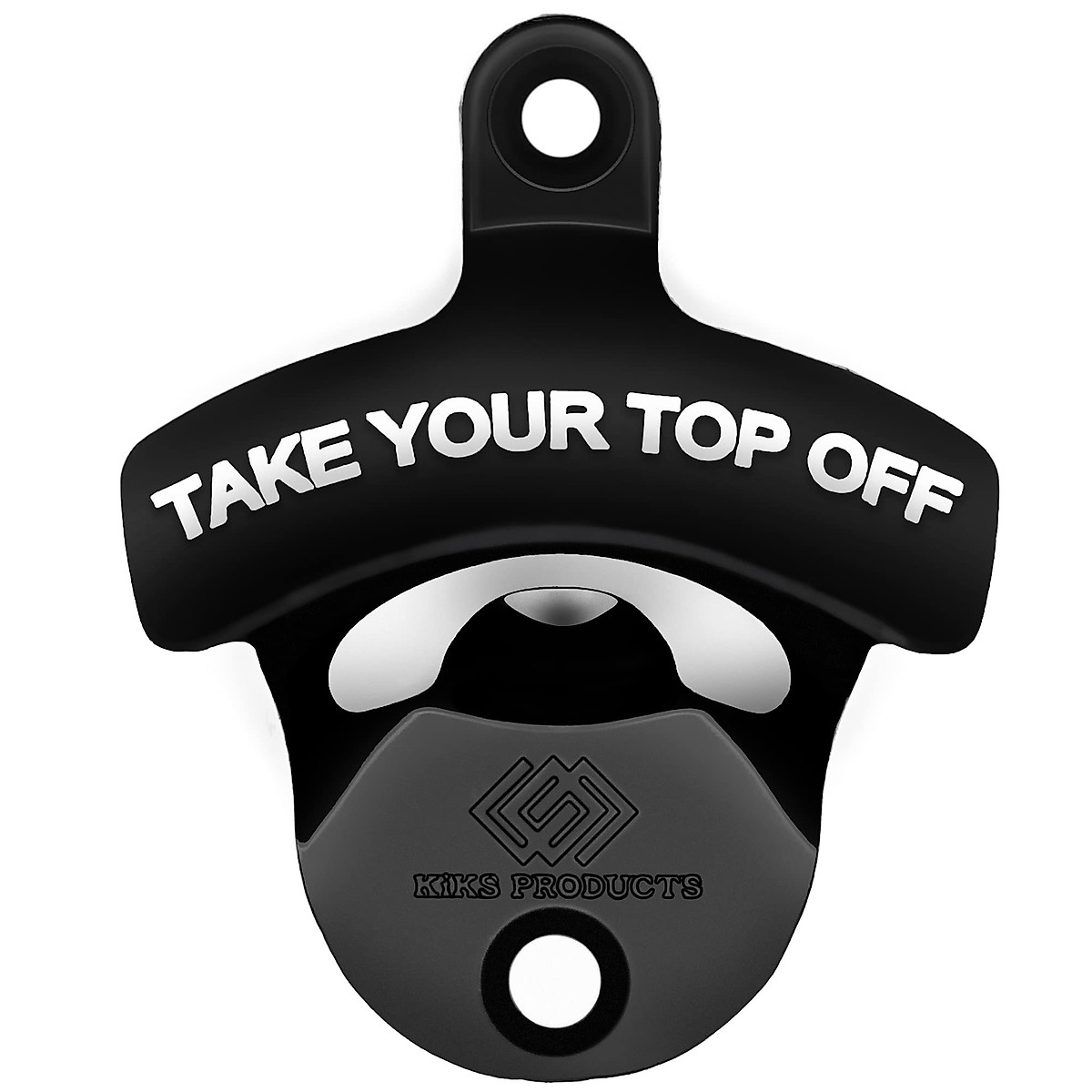Bottle Opener Wall Mounted - Take Your Top Off Design Bottle Opener - Cool &Funny Beer Opener - Perfect for Men, Your Dad or Boyfriend & Beer Lovers - Durable Black Wall Mounted Beer Accessories