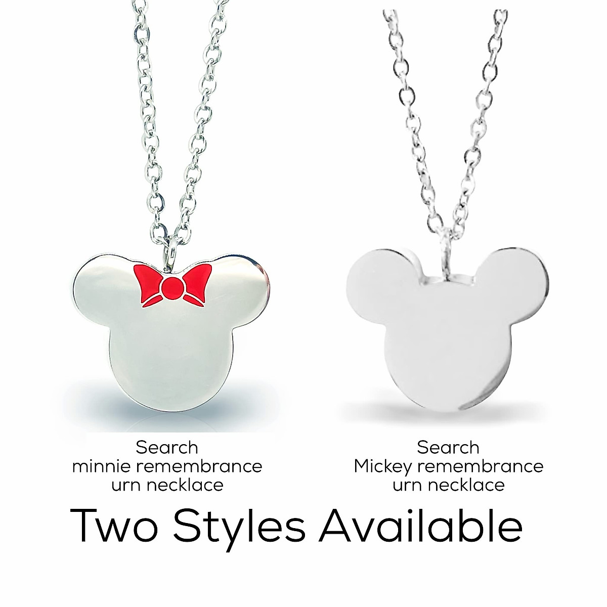 FIKA Mickey Pendant Necklace Cremation Ashes Remembrance Urn Pendant Necklace Jewelry Filling Kit Included (Mickey)