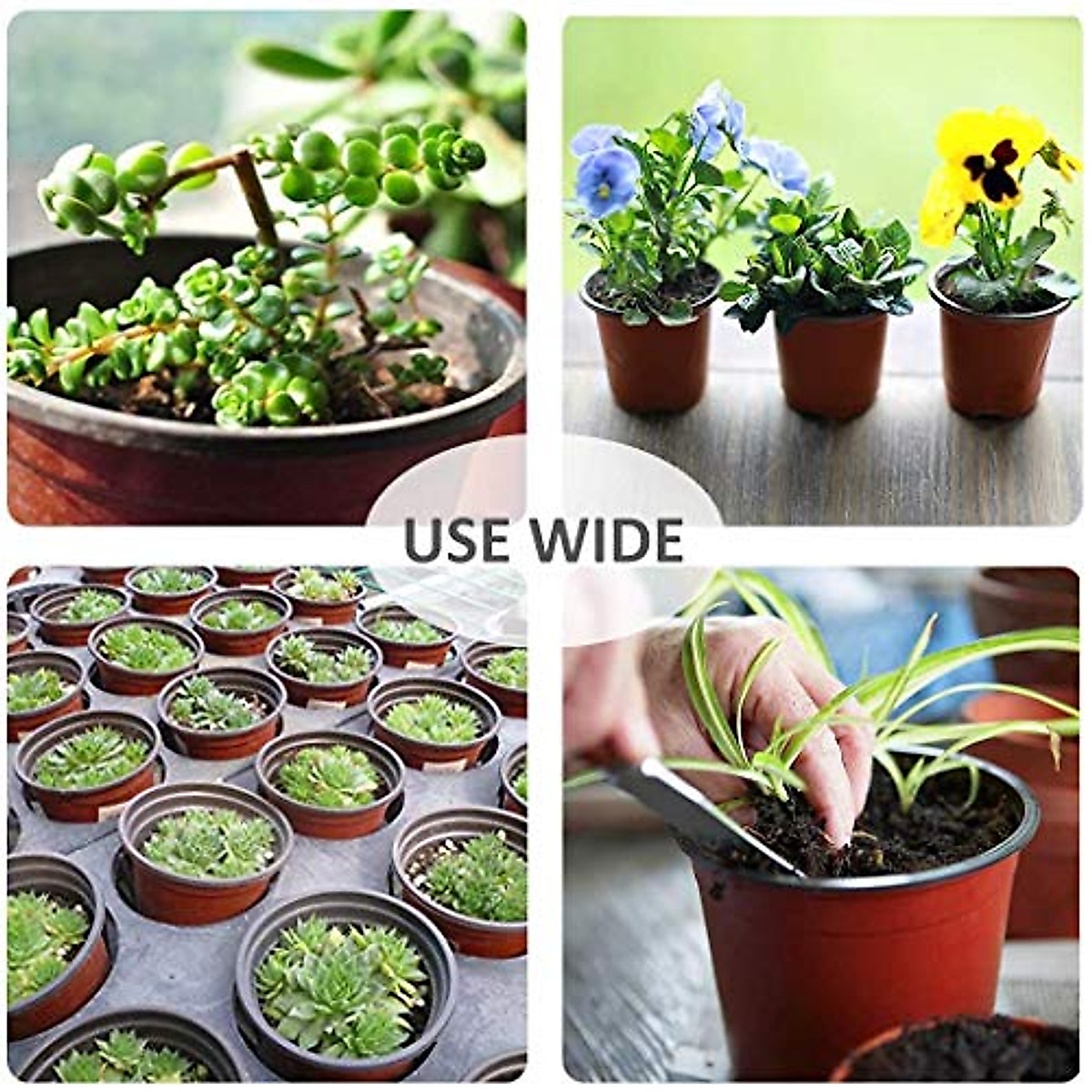 GROWNEER 120 Packs 4 Inches Plastic Plant Nursery Pots with 15 Pcs Plant Labels, Seed Starting Pot Flower Plant Container for Succulents, Seedlings, Cuttings, Transplanting