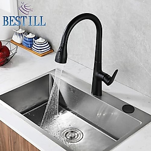 BESTILL Garbage Disposal Air Switch Kit, UL Listed, Sink Top On/Off Switch for Food Waste Disposer, Stainless Steel Push Button, Matte Black