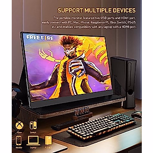 18.5 Inch Portable Monitor for Laptop, FHD 1080P 100% sRGB Travel Monitor for Laptop, Portable Computer IPS Display w/VESA, External Monitor USB-C HDR HDMI Portable Screen w/Smart Cover & Speakers