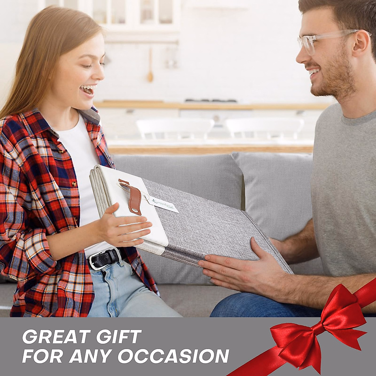 Bagnizer Large Toy Storage Box with Lids, Collapsible Sturdy Baby Storage Organizer Chest Bin Basket for Kids, Boys, Girls, Playroom, Nursery, Bedroom, Closet 25"x13"x16" (Gray and White)