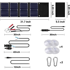 Himino 28 Watt Foldable Solar Panel Battery Charger Kit for Portable Generator Power Station Cell Phones Laptop 24V Car Boat RV Trailer Battery Charge (28W)