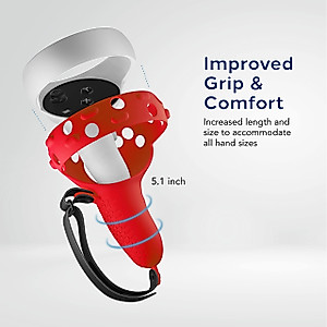 TNP Controller Grips for Oculus Quest 2 / Meta Quest 2 Knuckle Strap Black VR Touch Controller Hand Grip Cover Protector Sleeve with Anti-Throw Adjustable Straps