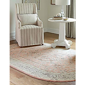 Rugs.com Aurelia Collection Rug – 4' x 6' Oval Rose Medium-Pile Rug Perfect for Living Rooms, Large Dining Rooms, Open Floorplans