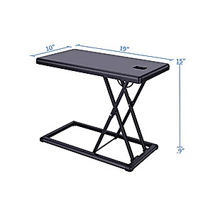 Rocelco 19" Portable Laptop Riser, Height Adjustable Travel Standing Desk Converter, Premium Compact Sit Standup Keyboard Monitor Rising Workstation with Carry Bag, Black R PDRB