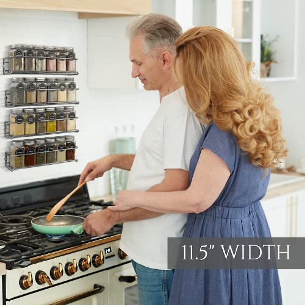 ZICOTO Premium Iron Spice Rack Organizer for Cabinets or Wall Mounts - Space Saving Set of 4 Hanging Racks - Perfect Seasoning Organizer For Your Kitchen Cabinet, Cupboard or Pantry Door