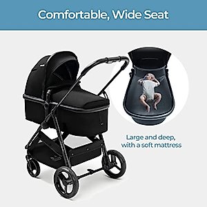 Mompush Wiz 2-in-1 Baby Stroller with Bassinet Mode - Foldable Infant Stroller to Explore More as a Family - Toddler Stroller with Reversible Stroller Seat - Travel System Compatible