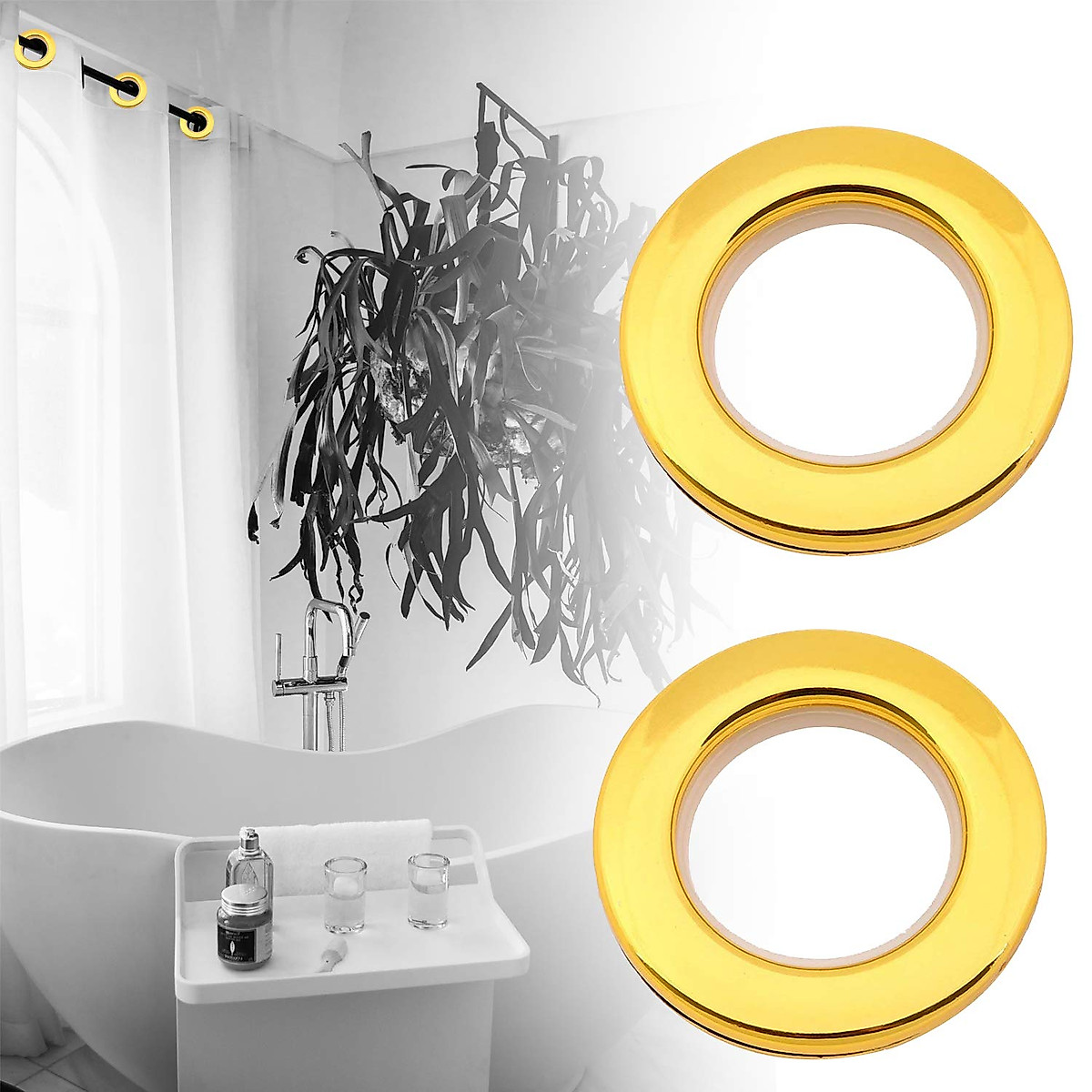 Trimming Shop Curtain Eyelets Plastic Round Grommet Rings Clips for Window, Door, Room Curtains & Drapes, DIY Drapery Supplies, Backdrop Attachment (Gold, 10pcs)