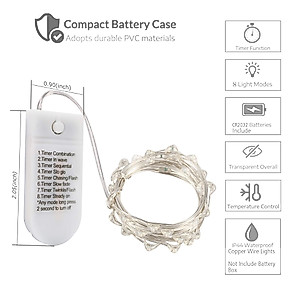 12 Pack Fairy Lights Battery Operated with Timer 6.5feet Silver Wire 20 LEDs Waterproof 8 Modes Twinkle Lights for Garden Bedroom Wedding Christmas Party Mason Jar Decor Celebration Lighting (Blue)