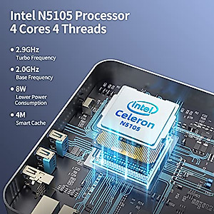Mini PC Windows 11 Pro, Lightweight 11th Intel N5105 Mini Computers(Turbo 2.9GHz), Ultra Thin Extensible 8GB RAM 256GB SSD Micro Desktop Computers,4K HDMI Dual Display, Dual WiFi Business/Home/Office