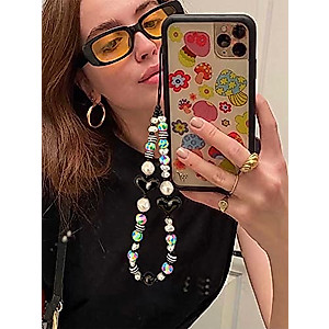 AOERUN Beaded Phone Charm Y2K Phone Strap Charm Handmade Cell Phone Lanyard Wrist Strap Kawaii Acrylic Beads Cell Phone Chain