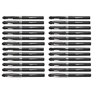 Amazon Basics Rollerball Pen, Micro Point (0.5mm), Black, 24 Pack