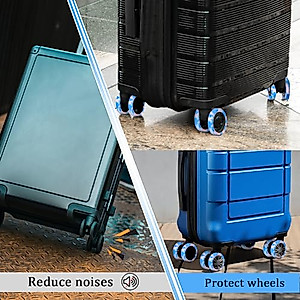 lasuroa 8pcs Luggage Wheel Covers, Portable Silicone Luggage Wheel Protector Covers Noise-Proof Luggage Spinner Wheel Covers for Most 8 Caster Luggage, Blue + Pink