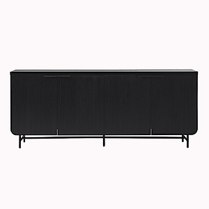 Walker Edison Scandinavian Grooved 4-Door Sideboard, 69 Inch, Black