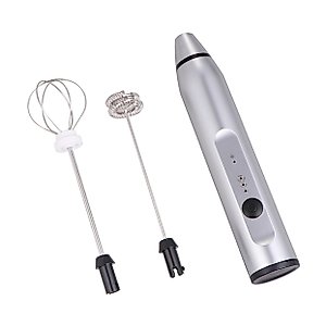 SHOWERORO Rechargeable Maker Whisk Stirrer Handheld Blender 3-speed Beater Silver
