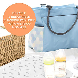 Kushies Deluxe Waterproof Changing Pad Liners - 20 x 30 inches Baby Changing Table Pad Covers - Baby Changing Pads in Grey Scribble - Diaper Changing Pad Cover Waterproof for Changing Station