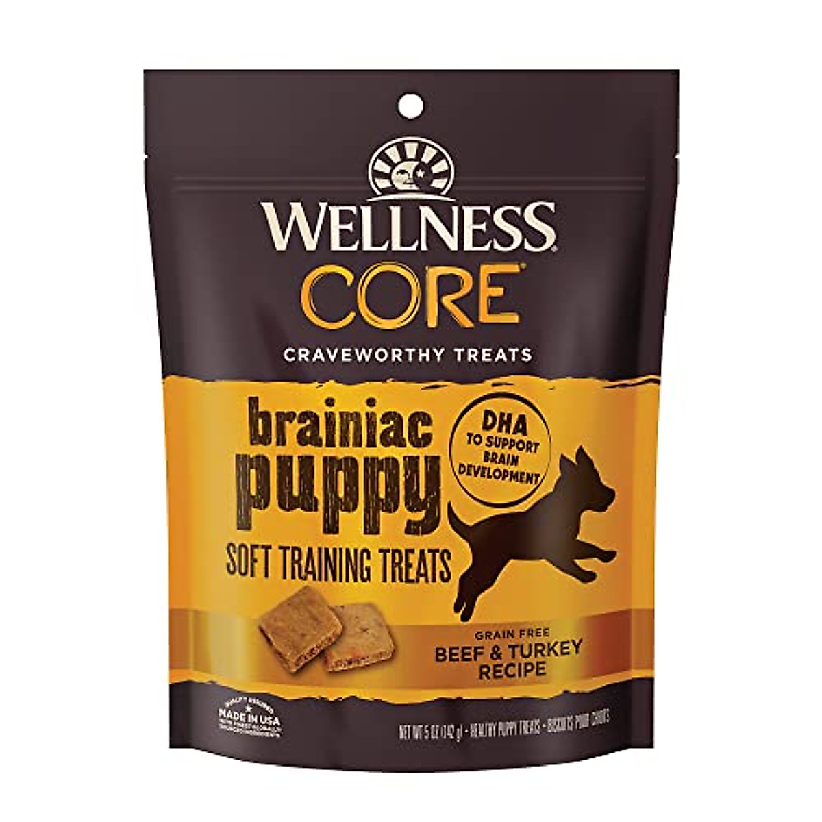 Wellness CORE Brainiac Puppy Soft Training Dog Treats (Previously Puppy Bites), Grain Free, Beef & Turkey, 5 Ounce Bag