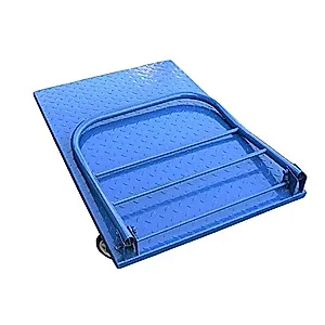 Generic Handling Vehicle Flatbed Truck Push Cart Dolly Moving Platform Hand Truck — Foldable for Easy Storage and 360 Degree Swivel Wheels, Blue