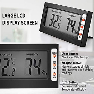 Simple Deluxe Digital Thermometer and Hygrometer with Humidity Probe for Reptile Tank/Egg Incubator Easy to Read, Thermo&Hygro Meter, Black