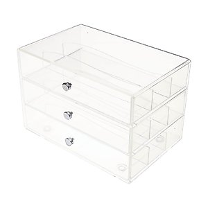Simply Tidy Three Drawer Washi Tape Storage Keeper Organize Arts & Crafts, Embellishments, Washi Tape, Jewelry - Clear, 1 Pack