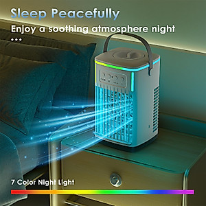 Portable Air Conditioners Fan,1500ML Dual nozzle Evaporative Mini Air Conditioner with Remote, 3 Wind Speed & 7 LED Light, Mobile personal Cooling fan for Room/Office(White)