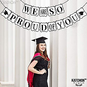 We Are So Proud Of You Banner - No DIY, Black and White Graduation Decorations 2023 | Graduation Banner for Class of 2023 Decorations | Congratulations Decorations | Graduation Party Decorations 2023