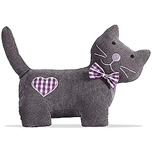 Sanlykate Fabric Decorative Door Stopper, 2.2LB Cute Interior Animal Doorstops, Anti Collision Heavy Duty Door Stoppers for Home, Book Stopper Weighted Floor Wall Protector, Cat Purple