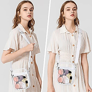 KETIEE Clear Bag Stadium Approved, Clear Crossbody Bag with Adjustable Strap Clear Purse for Women Clear Stadium Bag for Concerts Sports Festivals(White)