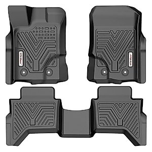 YITAMOTOR Floor Mats Fit for 2019-2023 Ford Ranger Supercrew Cab, Custom Fit Black TPE Floor Liners 1st & 2nd Row All-Weather Protection