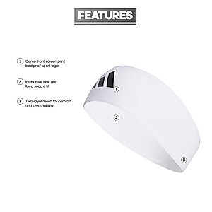 adidas Alphaskin Wide Fit Sports Headband, White/Black, One Size