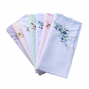 La closure Vintage Floral Cotton Embroidered Ladies Handkerchiefs 3PCS