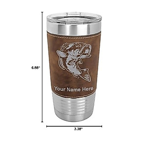 LaserGram 20oz Vacuum Insulated Tumbler Mug, Bass Fish, Personalized Engraving Included (Faux Leather, Rustic)