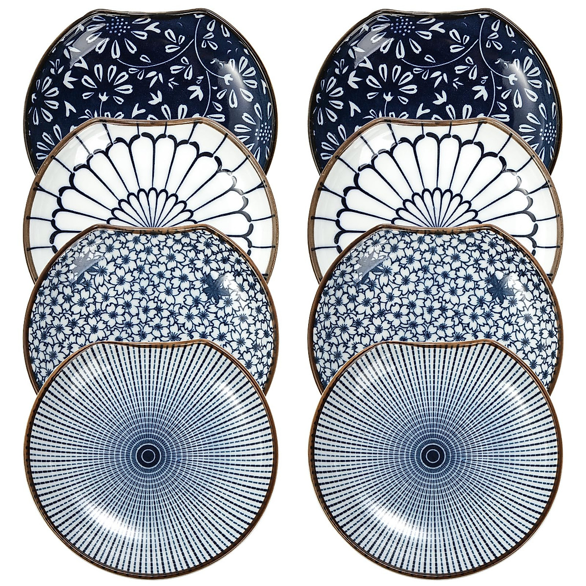 Goaste 8 Pack Ceramic Spoon Rest, 4.7" Cooking Utensil Rest Holder, Stackable Kitchen Gadget Spoon Cradle for Stove Top, Kitchen Counter, Housewarming Gifts, Vintage Blue