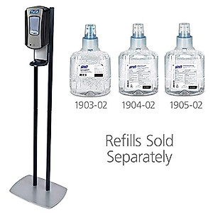 PURELL LTX-12 Dispenser Floor Stand, Chrome and Black Stand with PURELL LTX-12 Hand Sanitizer Dispenser (Pack of 1) - 7028-DS