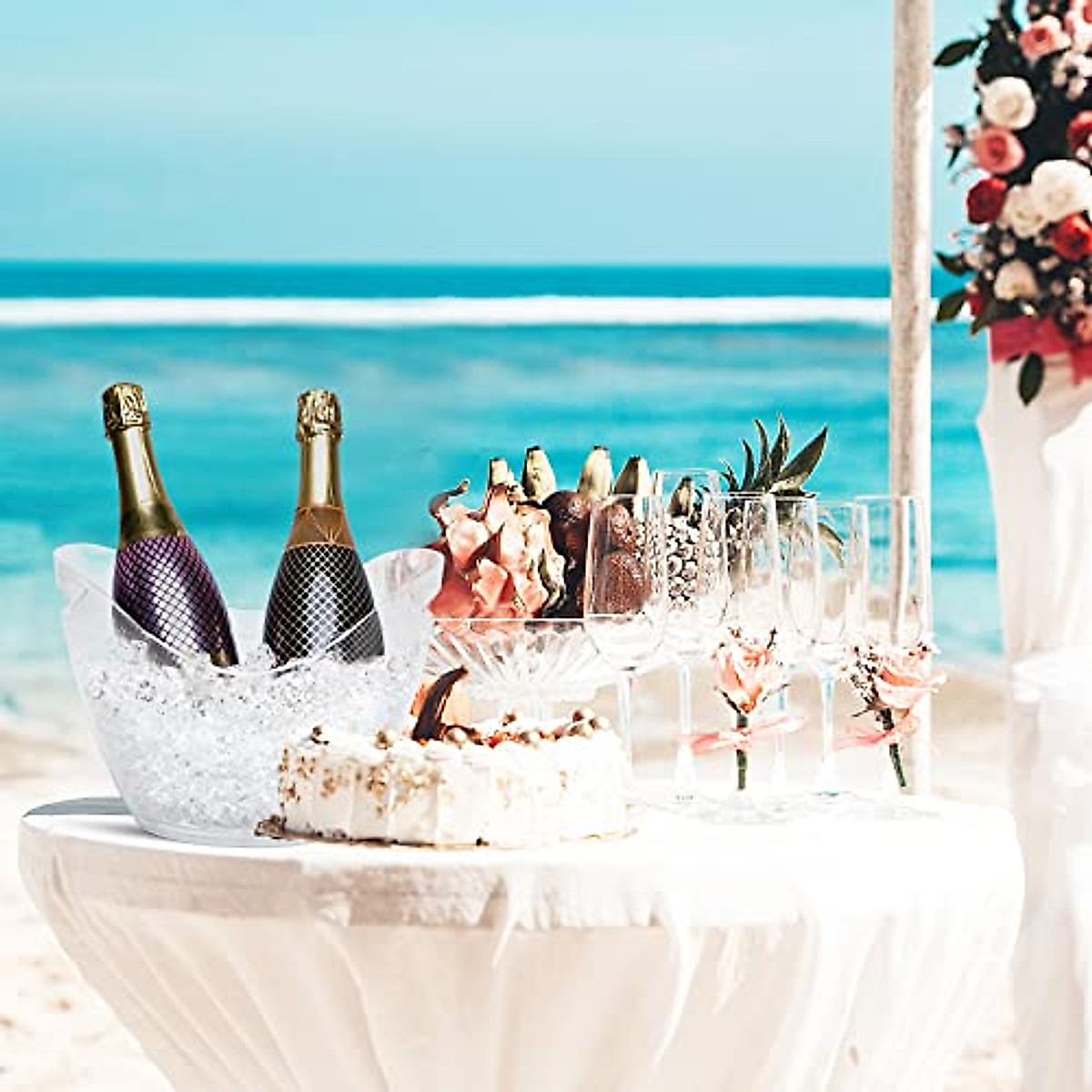 Ice Buckets for Parties - Ice Bucket - 3.5 Liter Clear Acrylic Champagne Bucket with Easy-to-Carry Handles - Good for up to 2 Wine or Champagne Bottles (2 Pack)