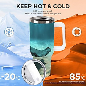Hammerhead Shark Tumbler with Handle Travel Mug Water Bottle Tea Coffee Cup White-style