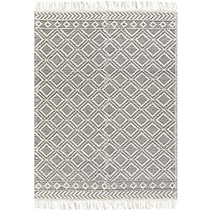 Hauteloom Glastonbury Wool Living Room, Bedroom Area Rug - Traditional, Transitional - Gray, White - 8' x 10'