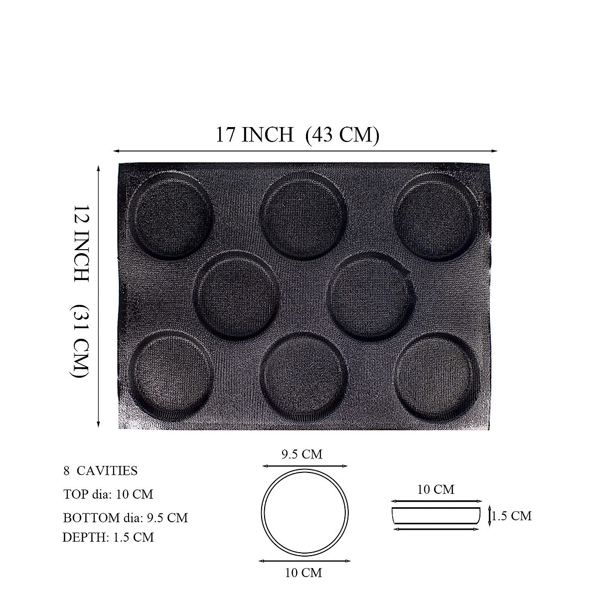 FETESUR Silicone Hamburger Bun Pan, Silicone Perforated Hamburger Bun Mold, Chocolate Chip Coookies Mold, Non-Stick Baking Pan for Making Buns, Mesh Baking Sheets